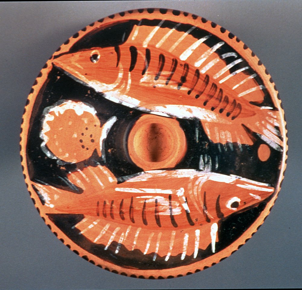 Plate Depicting Two Fish, 350 BC by Greek: Fine art print